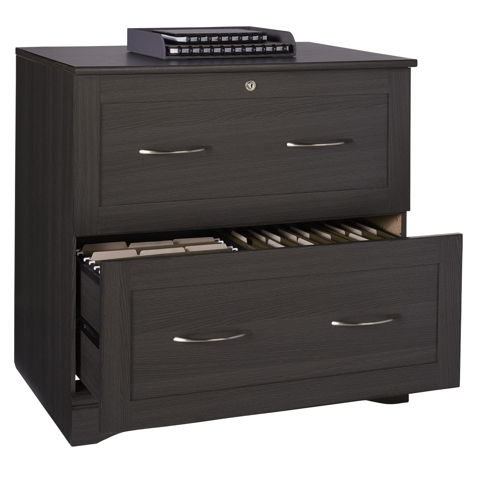 RealspaceĀ® Pelingo 30-1/2"W x 21-13/16"D Lateral 2-Drawer File Cabinet, Dark Gray