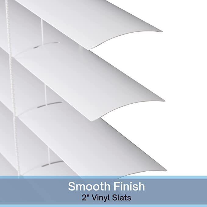 Lotus & Windoware Cordless, 2 Inch Vinyl Plus Blind 82" Wide x 60" Long, White (RTX8260WH)