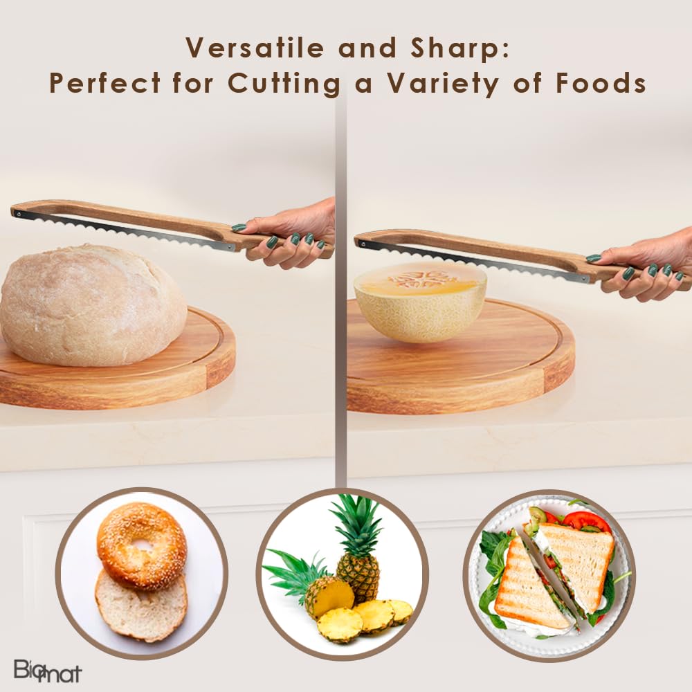 Wooden Bread Bow Knife & Bread Lame Set - Sourdough Bread Knife - Sourdough Scoring Tool - Bread Knife for Homemade Bread