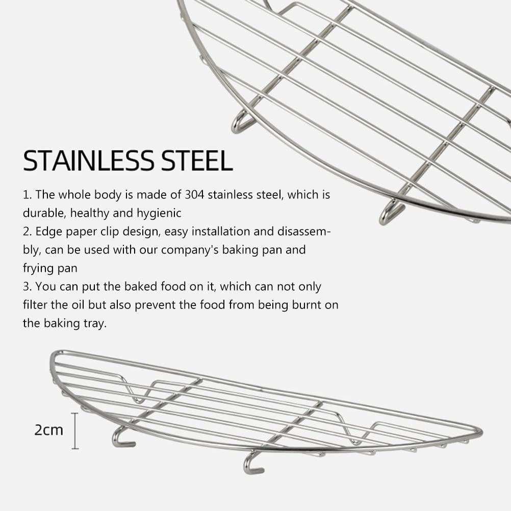 Stainless Steel Barbecue Wire Mesh, Small Half Round Cooling Rack with 2 Raised feet, Food Strainers, Anti-Scorching Grill Racks