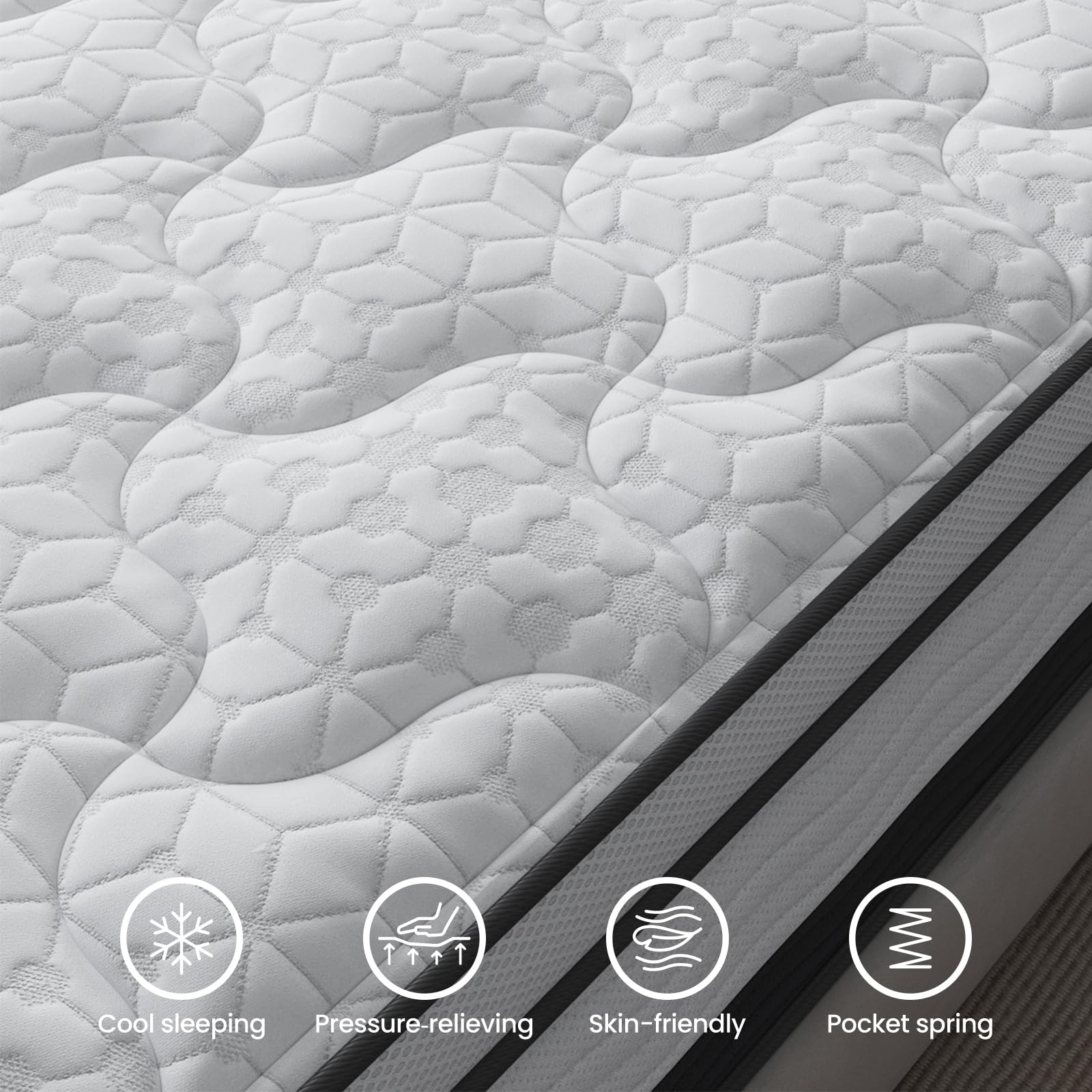 Maxzzz 12 inch Full Mattress in a Box, Hybrid Mattress with Memory Foam and Pocket Spring, Medium Firm, 54x74 inch