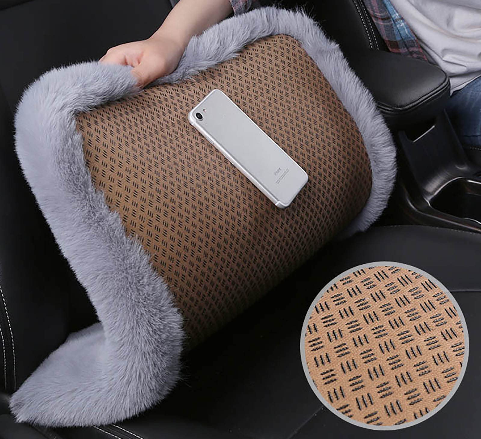 YUNZLAN Fluffy Imitation Rabbit Fur car Front or Rear seat Cushions Winter Warm and Comfortable Thickening car seat Cover car Interior Accessories 1pcs (Front seat, Grey)