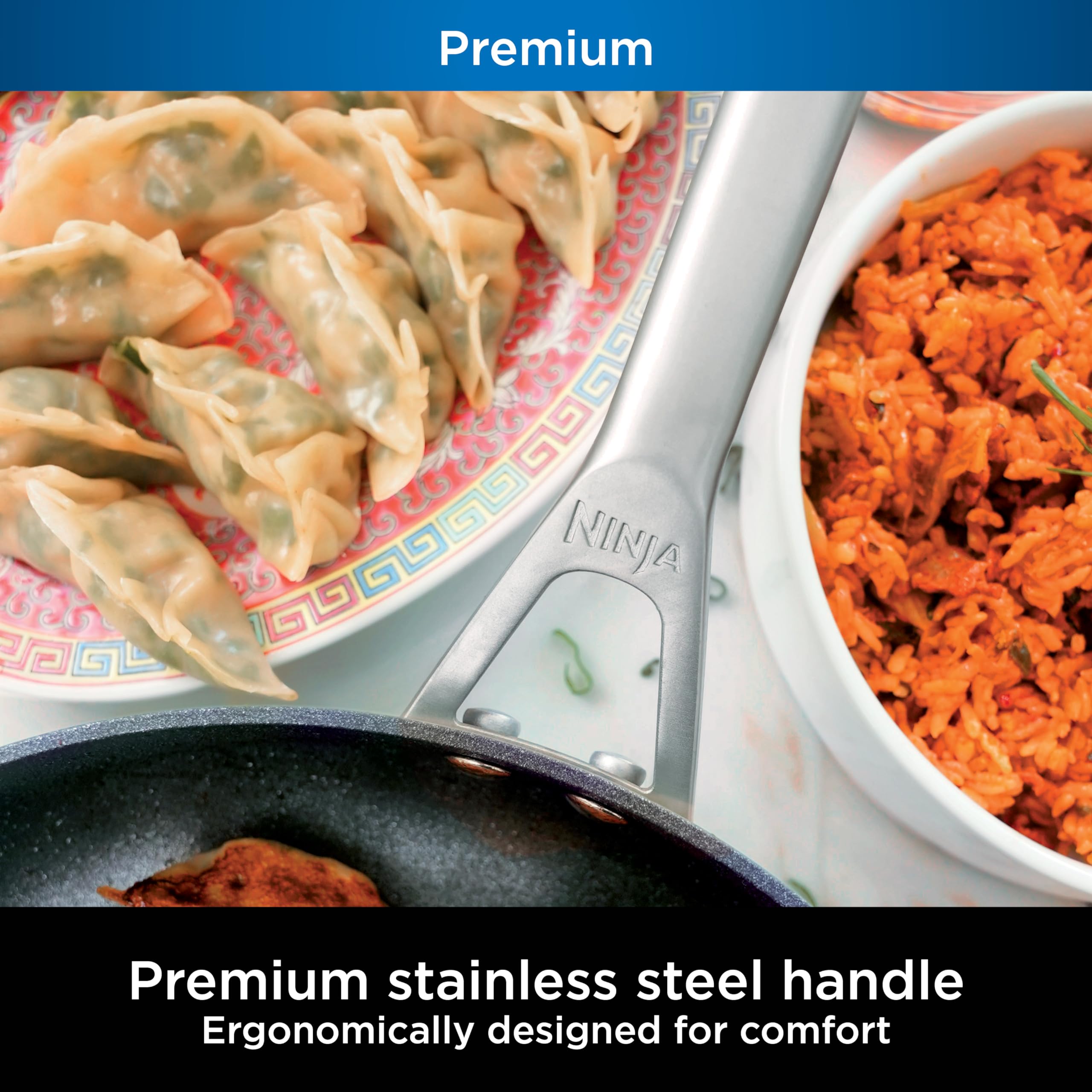 Ninja C30150 Foodi NeverStick Premium 5-Quart Sauté Pan with Glass Lid, Hard-Anodized, Nonstick, Durable & Oven Safe to 500°F, Slate Grey
