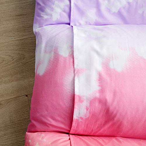 Mengersi Pillow Bed Floor Lounger Cover for Kids, Floor Pillow Case Bed Cover, Rainbow Kids Cot for Nap, TV Time, Reading,Requires 5 Pillows (Pillows Not Included),Queen, Pink and SkyBlue