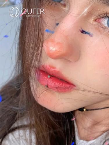 OUFER 6PCS Titanium Nose Ring Hoop, 18G 20G Titanium Nose Studs, G23 Solid Titanium Nose Rings, Gold Black Nose Stud, Nose Piercing Jewelry for Women And Men