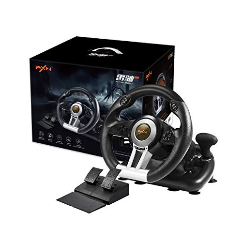PXN V3III PC Racing Wheels,180° Game Steering Wheel and Dual Motors Vibration ,PS4 Steering Wheel with Linear Pedal/Accelerator Brake,for PC/PS4/Xbox One/Xbox Series X|S/Switch(Black)