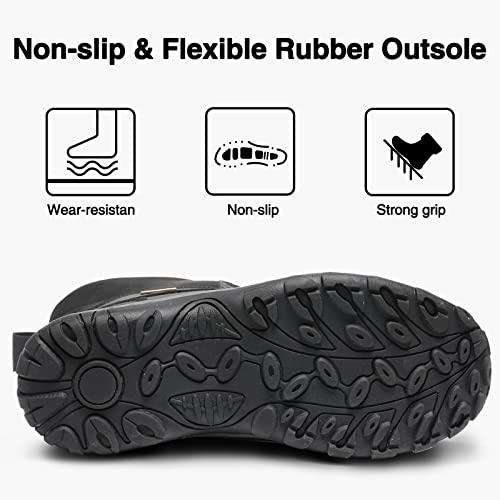 Mens Snow Duck Boots Waterproof Insulated Warm Fur Lined Winter Boots Non Slip Rubber Hiking Boots Casual Outdoor