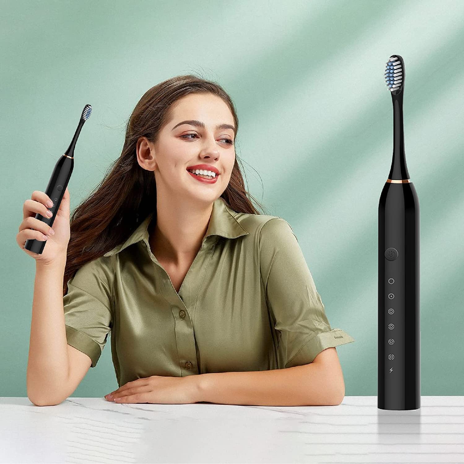 Yevheniys Sonic Electric Toothbrushes USB Rechargeable Ultrasonic Tooth Brush with 4 Brush Heads 6 Cleaning Modes and Smart Timer IPX7 Waterproof Cleaning Toothbrushes for Adults and Kids (Black)