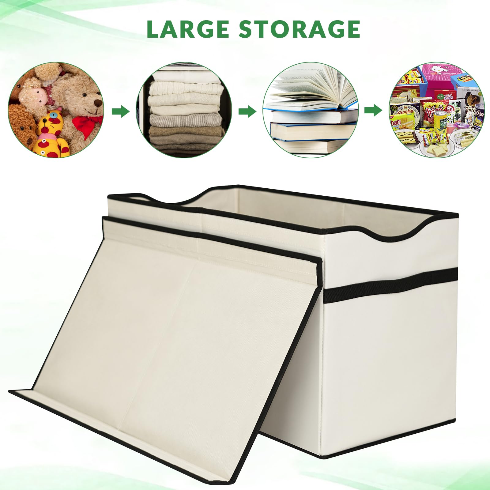 VICTOR'S Toy Box Chest, Collapsible Sturdy Storage Bins with Lid, Large Kids Toy Storage Organizer Box Bins Baskets (Linen Gray 2)