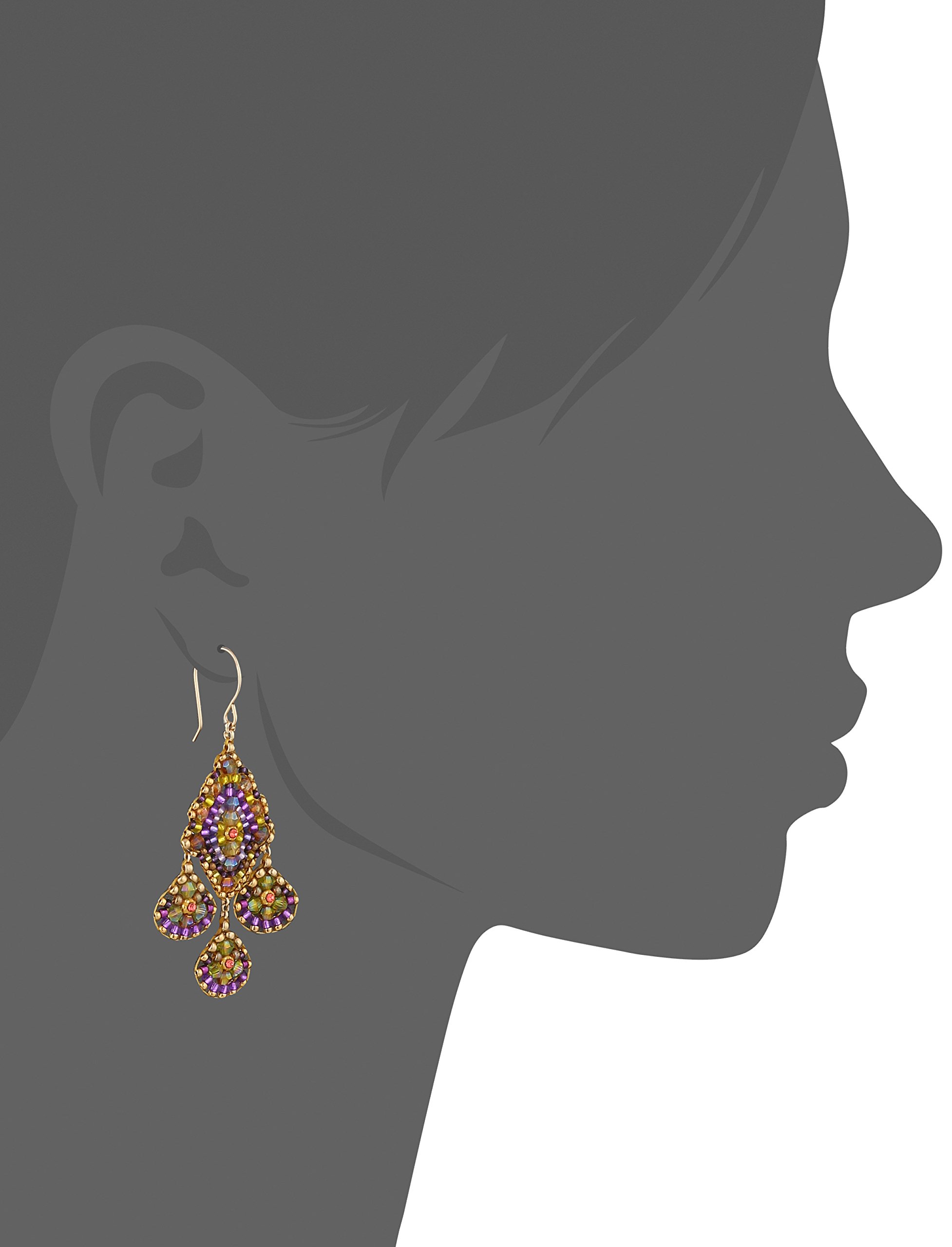 Miguel Ases Medium Triple Drop Diamond Center Swarovski Plum Multi-Chandelier Drop Earrings