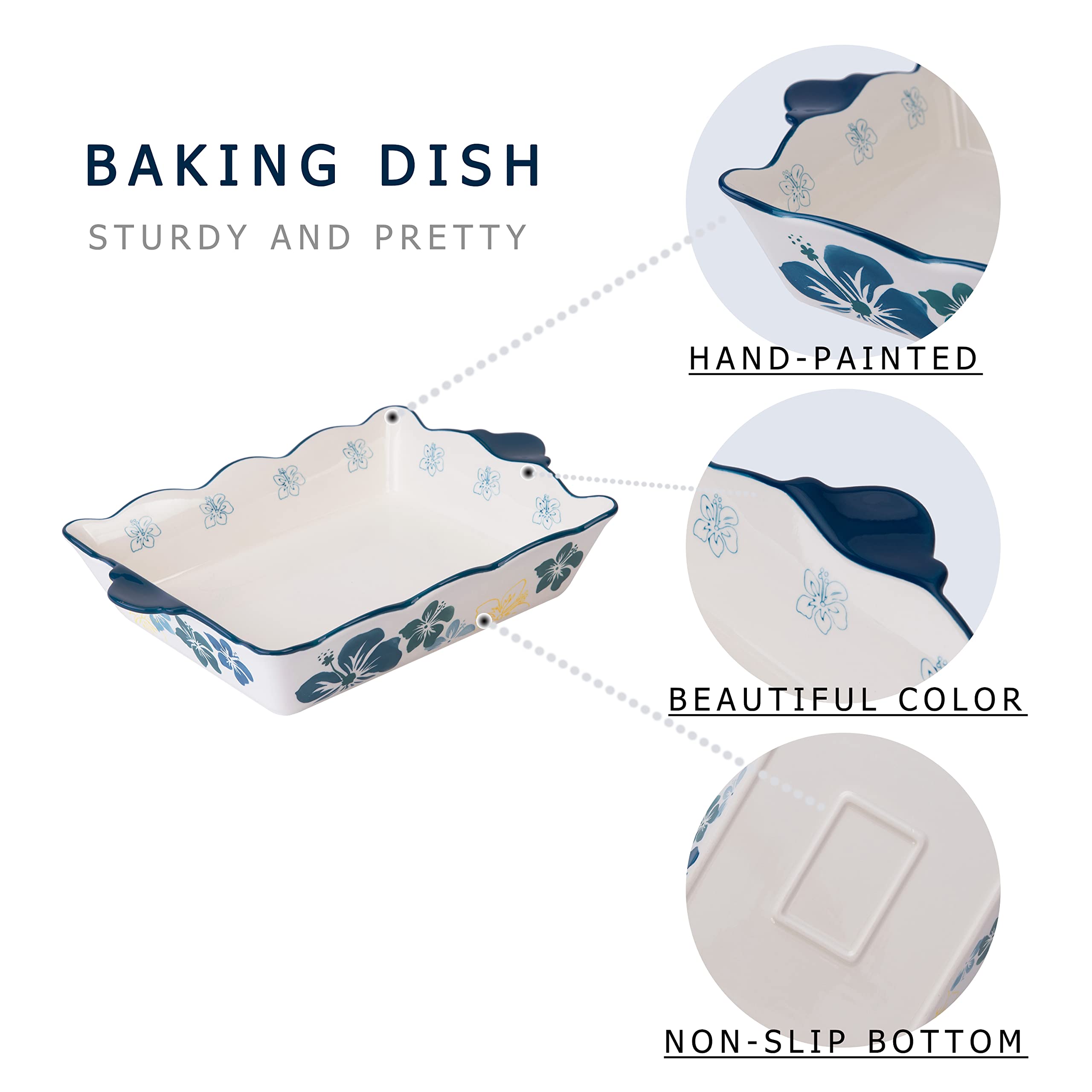 Sagoskat Casserole Dish Baking Dish Ceramic Baking Pan Nonstick Baking Dish Blue Lassagne Pan 9x13 Baking Dishes for oven Casserole Dishes for Kitchen