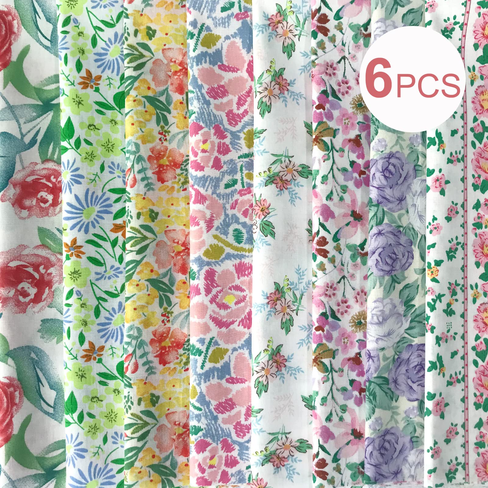 levylisa 8 Pieces Cotton Fabric 18"x22" Floral Craft Fabric for Sewing, Bundle Squares Fabric, Fat Quarters Fabric Bundles, DIY Patchwork, Pre-Cut Quilting Fabric