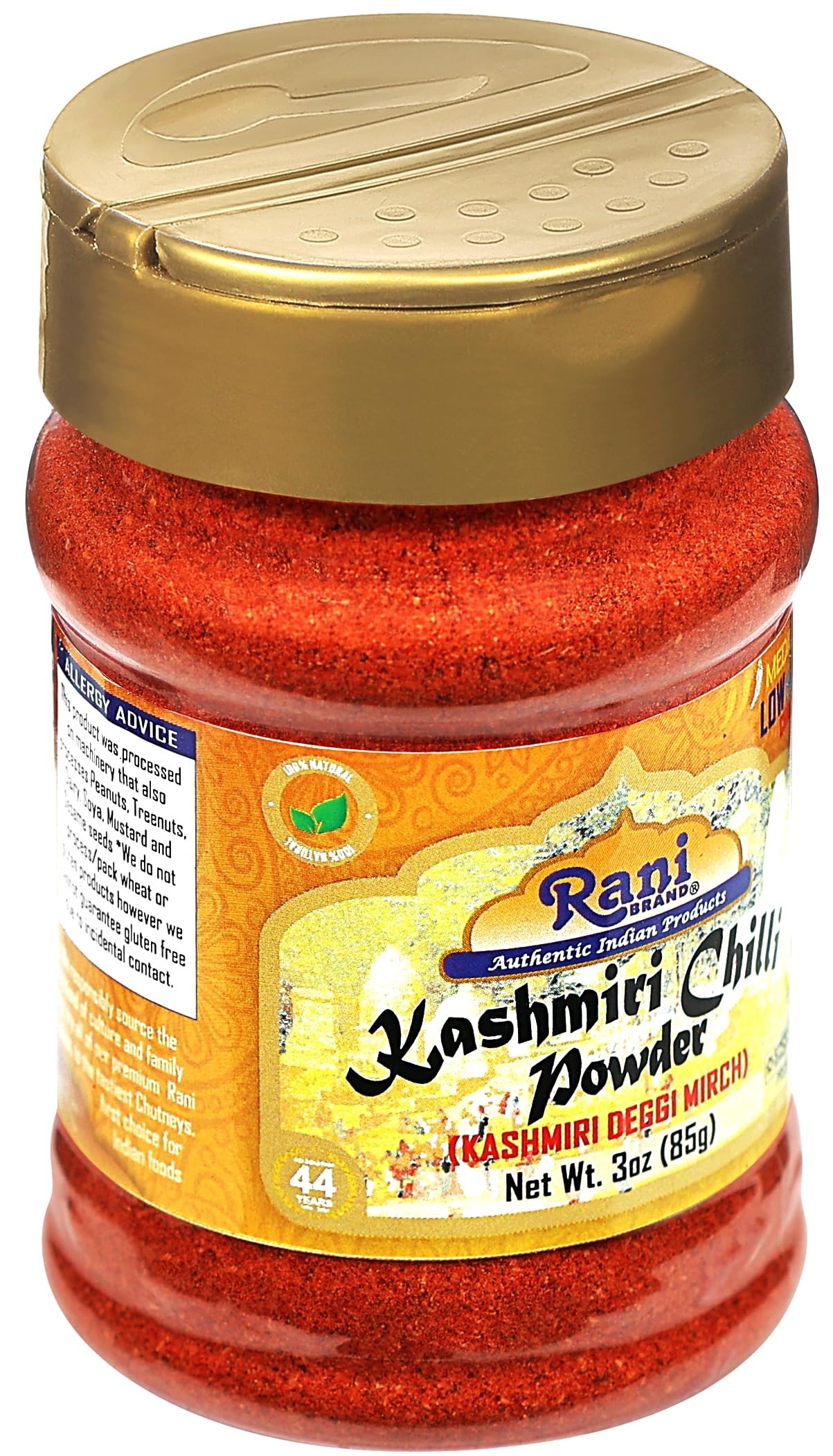 Rani Kashmiri Chilli Powder (Deggi Mirch, Low Heat) Ground Indian Spice 85g PET Jar ~ All Natural | Salt-Free | Vegan | Kosher | Gluten Friendly | Perfect for Deviled Eggs & Other Low Heat Dishes