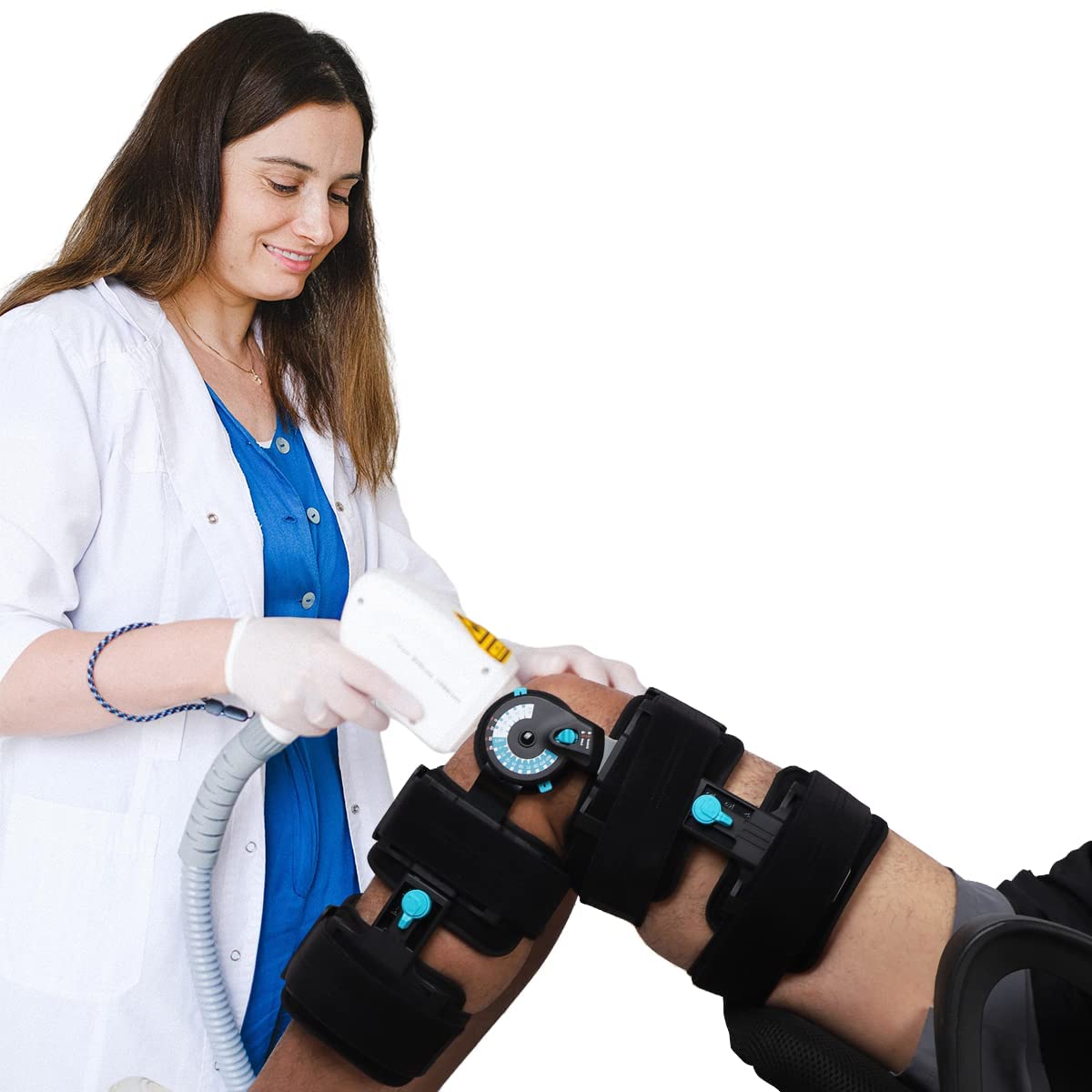 Orthomen Hinged Post Op Knee Brace, Adjustable ROM Leg Stabilizer Recovery Immobilization After Surgery - Medical Orthopedic Guard Protector Immobilizer Brace for Injury, Universal