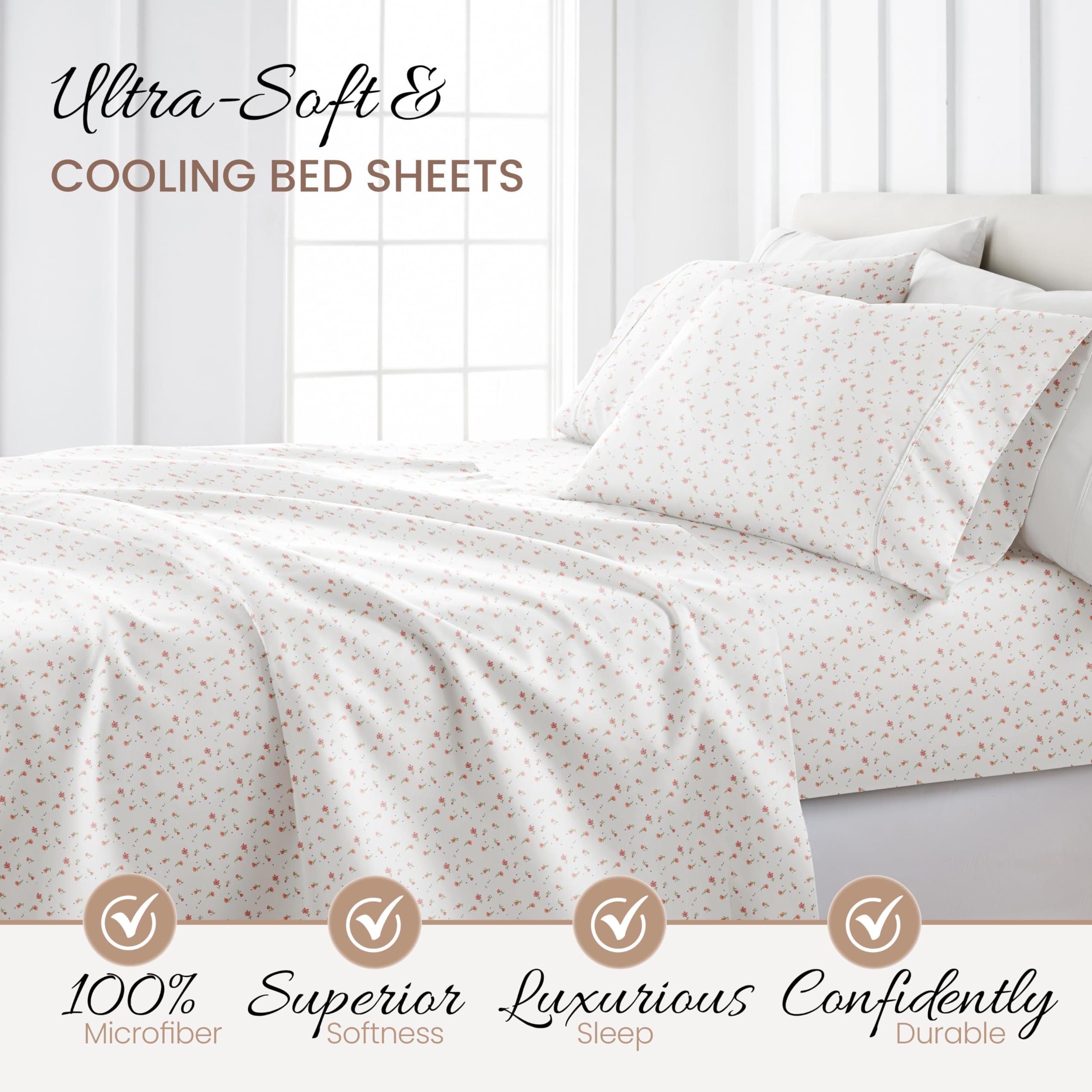Linen Market 3 Piece Twin Bedding Sheet Set (Pink Floral) - Sleep Better Than Ever with These Ultra-Soft & Cooling Bed Sheets for Your Twin Size Bed - Deep Pocket Fits 16" Mattress