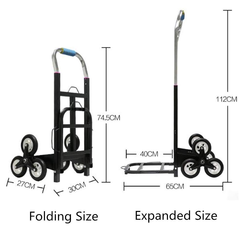 MTYLX Hand Pull Heavy Cart,Folding Trolley Climbing Stair Cart Luggage Trolley Handling Trailer Pull Goods Portable Grocery Cart Suitable for Many Road Surfaces for Luggage, Travel, Auto, Moving and