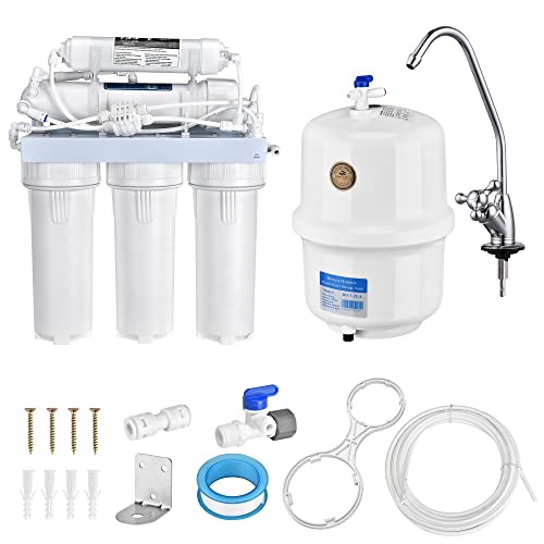 Yescom Water Filter System Reverse Osmosis 5 Stage WQA Certified RO Drinking Filtration Under Sink with Faucet and Tank 100 GPD