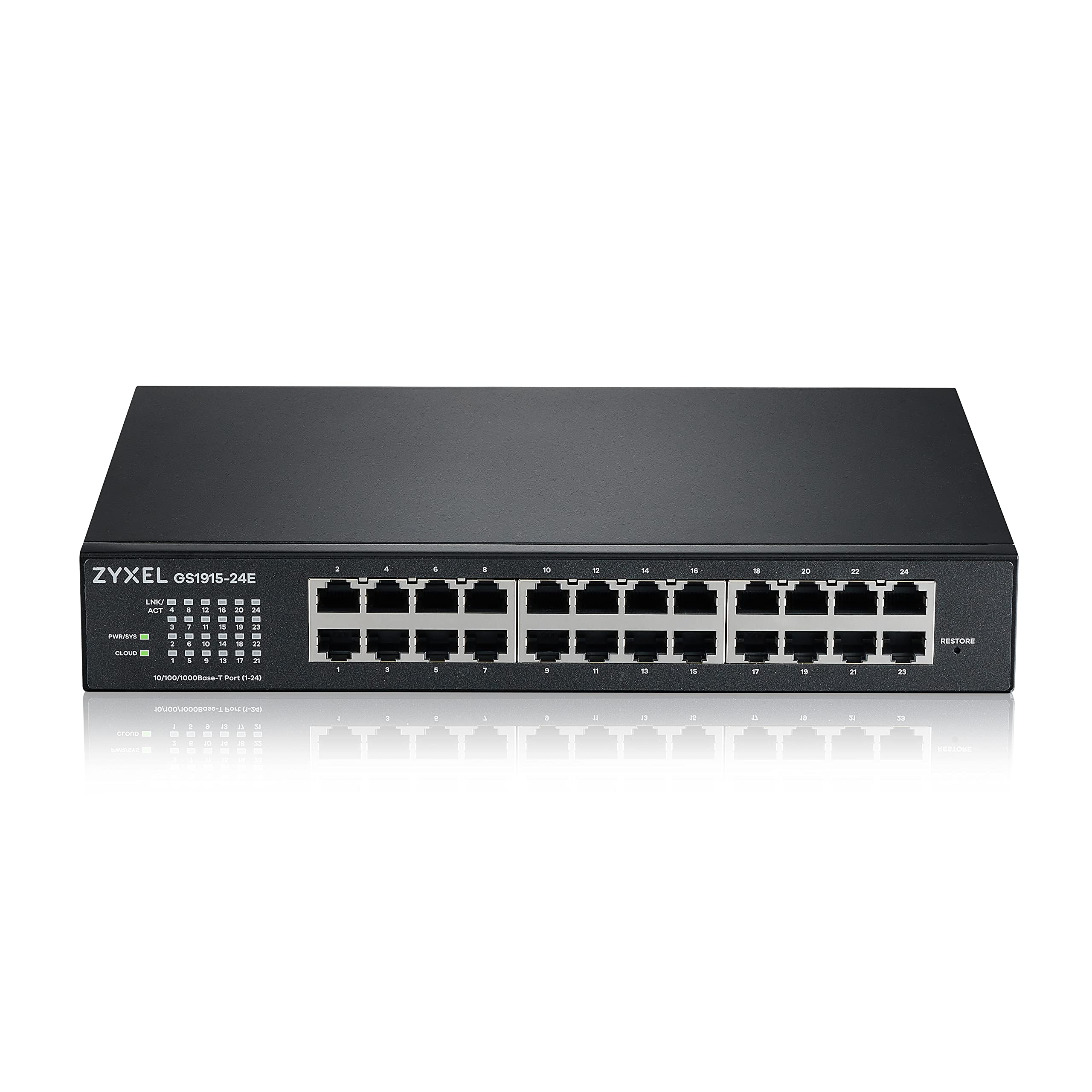 ZYXEL 24 Port Switch Gigabit Ethernet Smart (GS1915-24E) - Managed, Optional Nebula Cloud, Desktop or Wall Mount, Limited Lifetime Protection