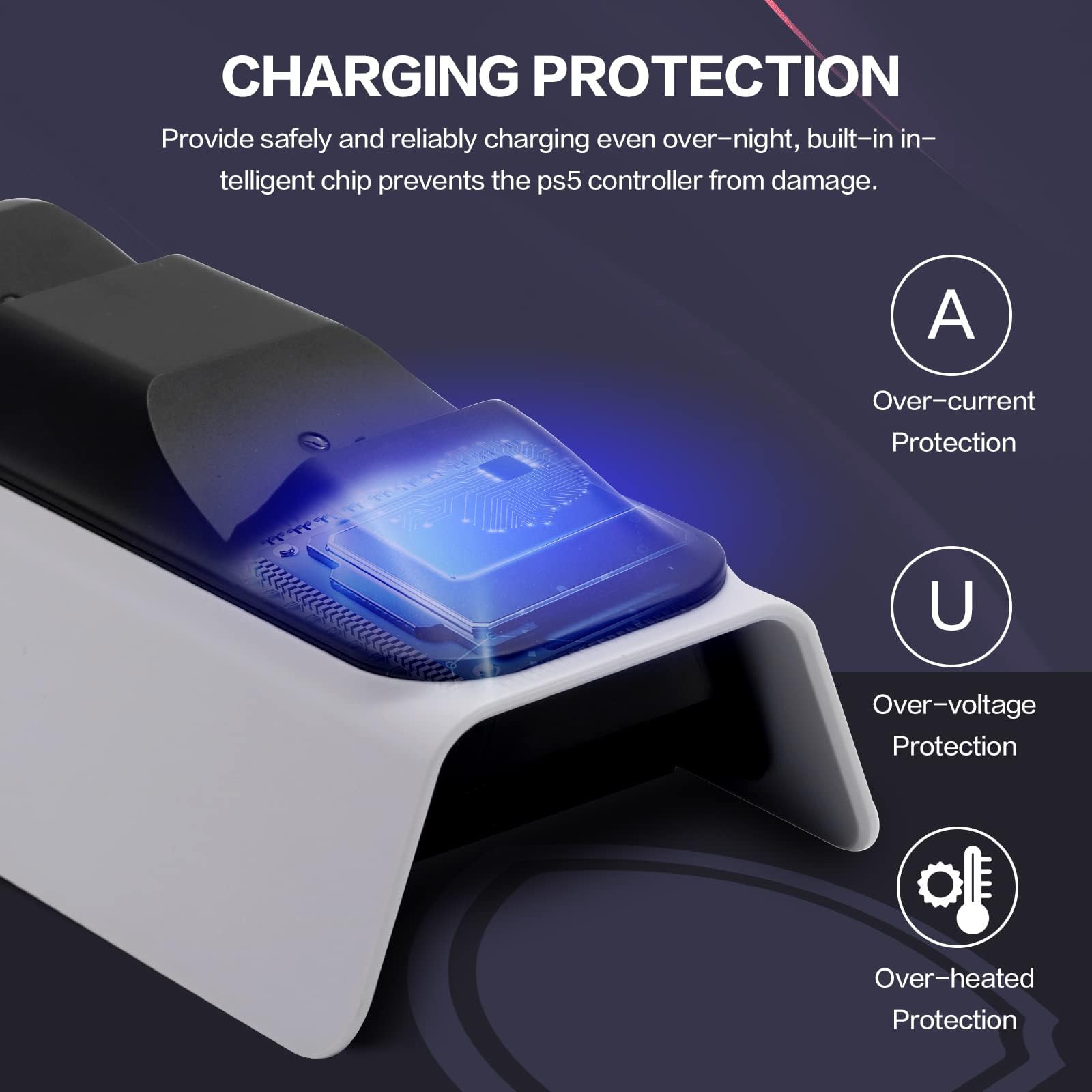 PS5 Controller Charger Station, Dualsense Charging Station for PlayStation 5 with 5V 3A AC Adapter