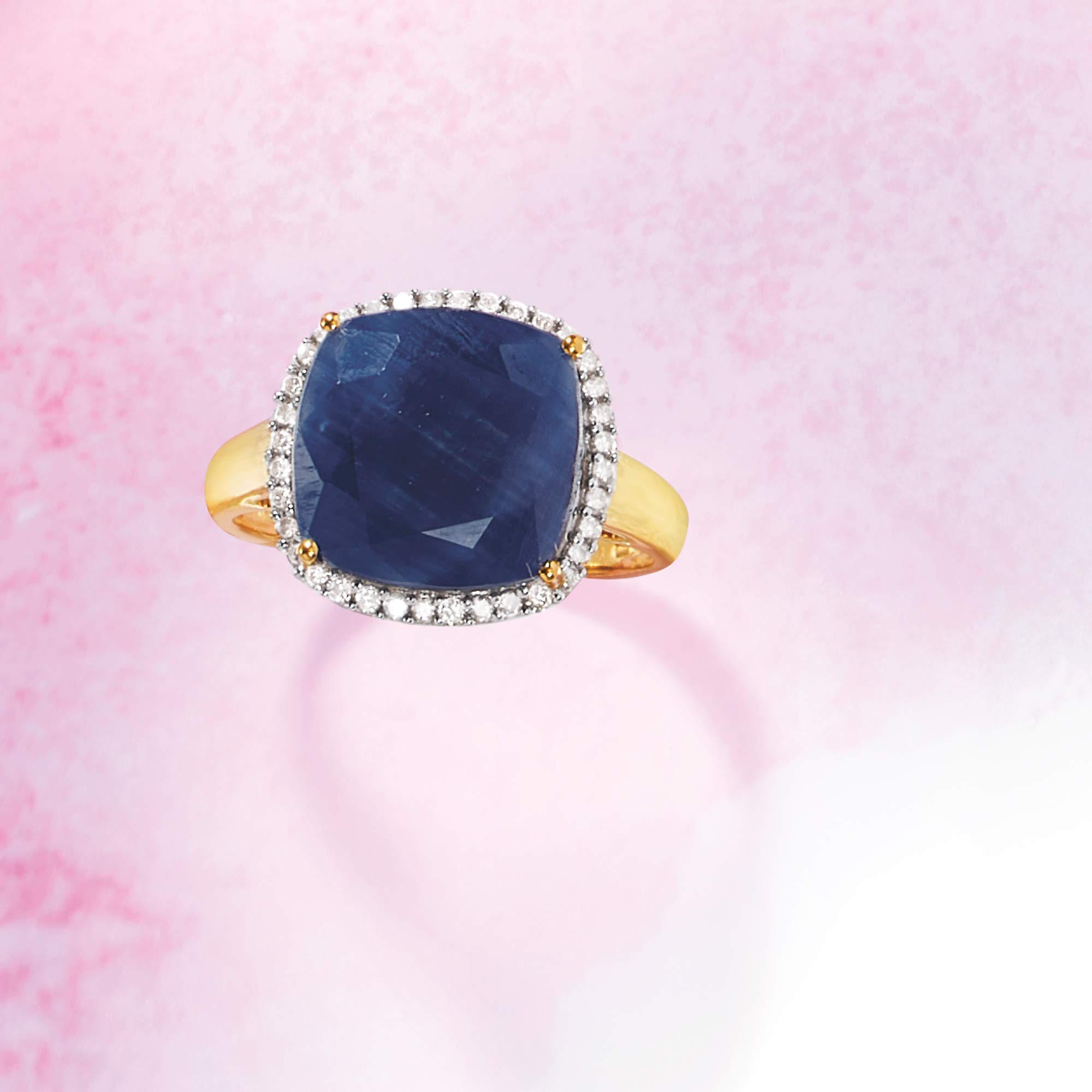 Ross-Simons 7.10 Carat Sapphire and .16 ct. t.w. Diamond Ring in 14kt Yellow Gold. Size 10