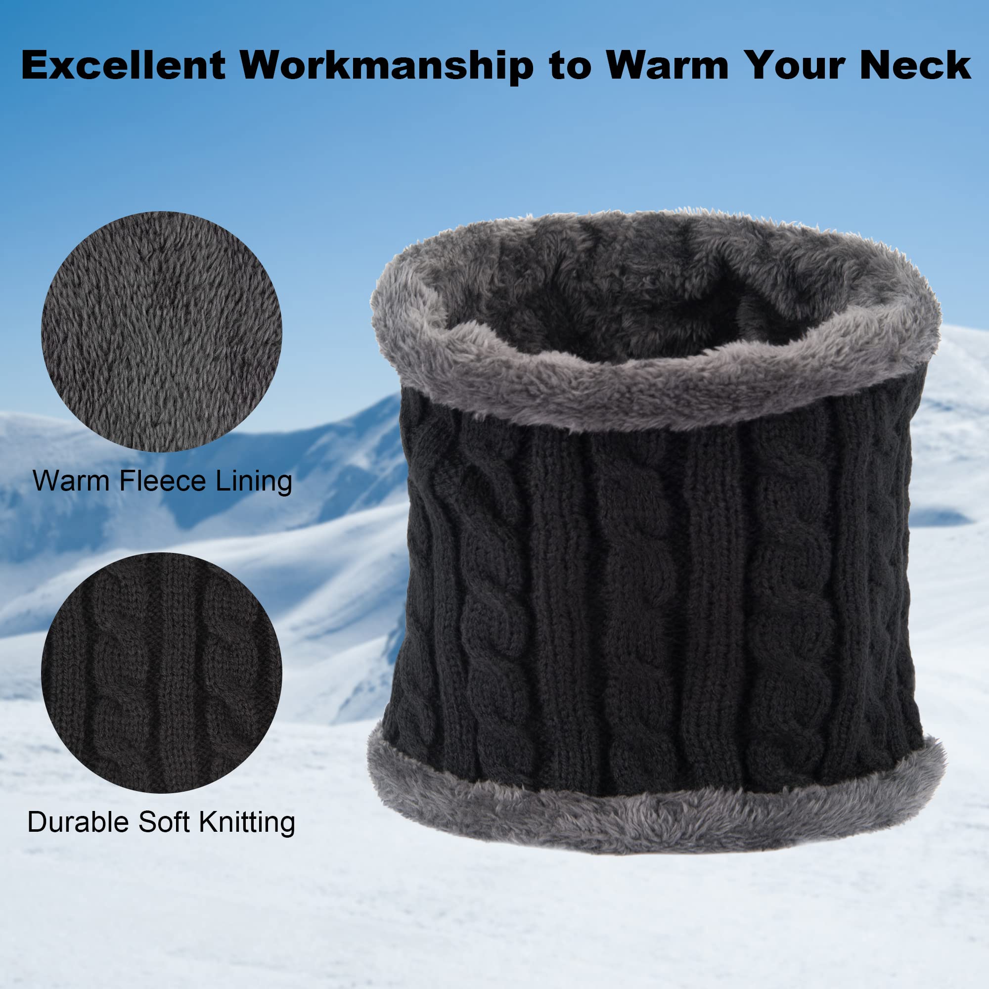MAYLISACC Winter Cable Knit Hat Fleeced and Touch Screen Gloves 2 Pcs Set for Men and Women Gift Black