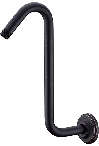 TRUSTMI Bronze Shower Arm with Flange 12 Inch S-Shaped Overhead Shower Head Extension Neck with 9 Inch High Rise Offset, Oil Rubbed Bronze