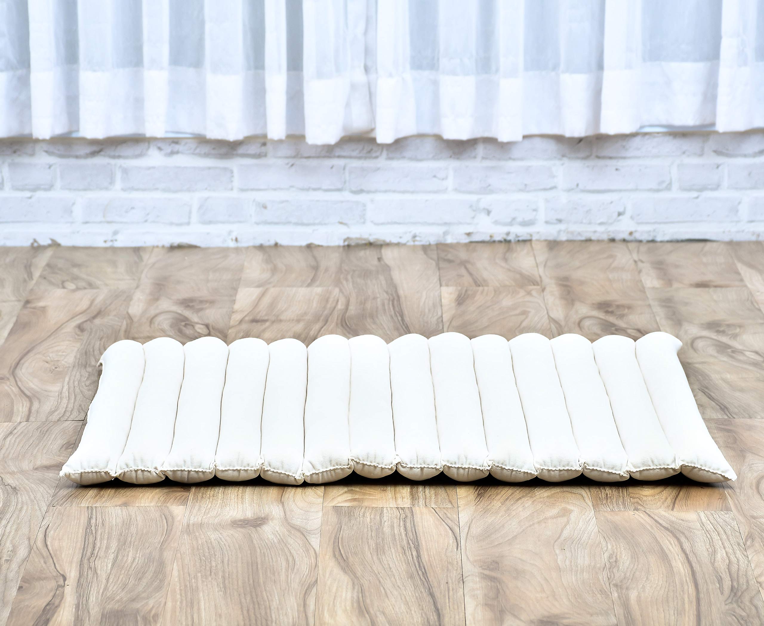 Leewadee Zabuton Seating Cushion β Square Floor Seat for Meditation Exercises, Light Yoga Mat Filled with Kapok, 28 x 28 inches, Ecru