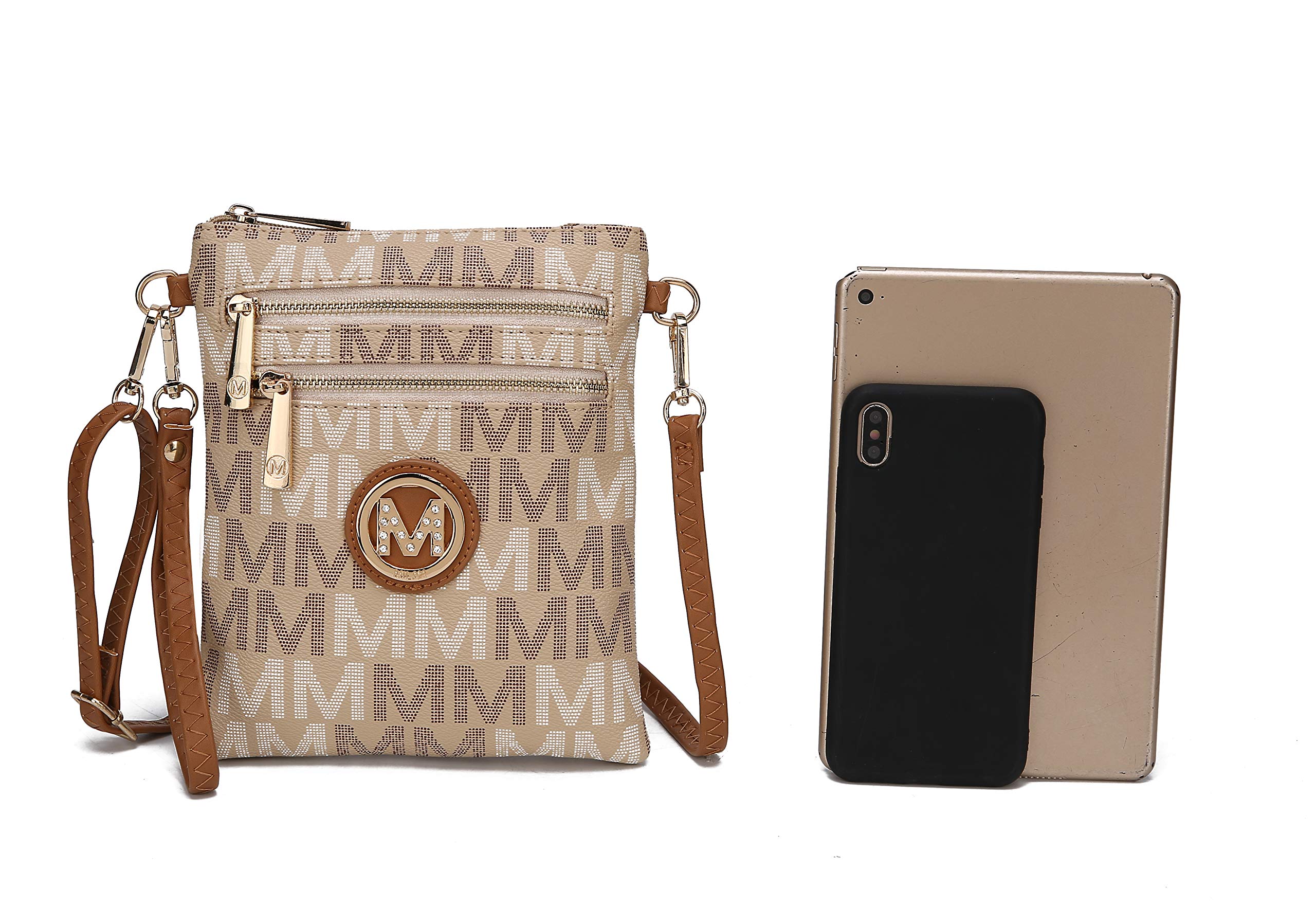MKF Crossbody Bags for Women, Wristlet Strap β PU Leather Shoulder Handbag β Small Crossover Messenger Purse, Black