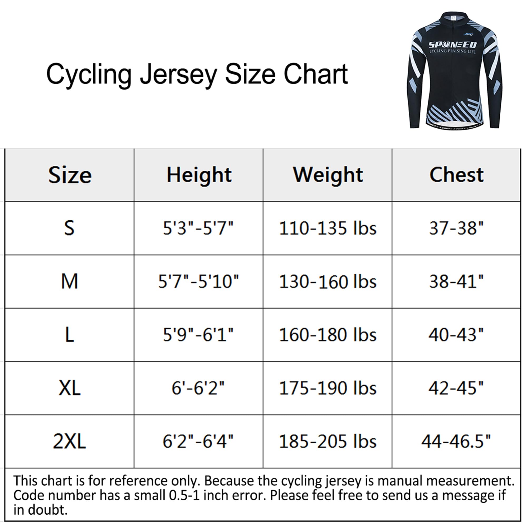 sponeed Bike Jersey for Men Cycling Shirts MTB Road Black XL