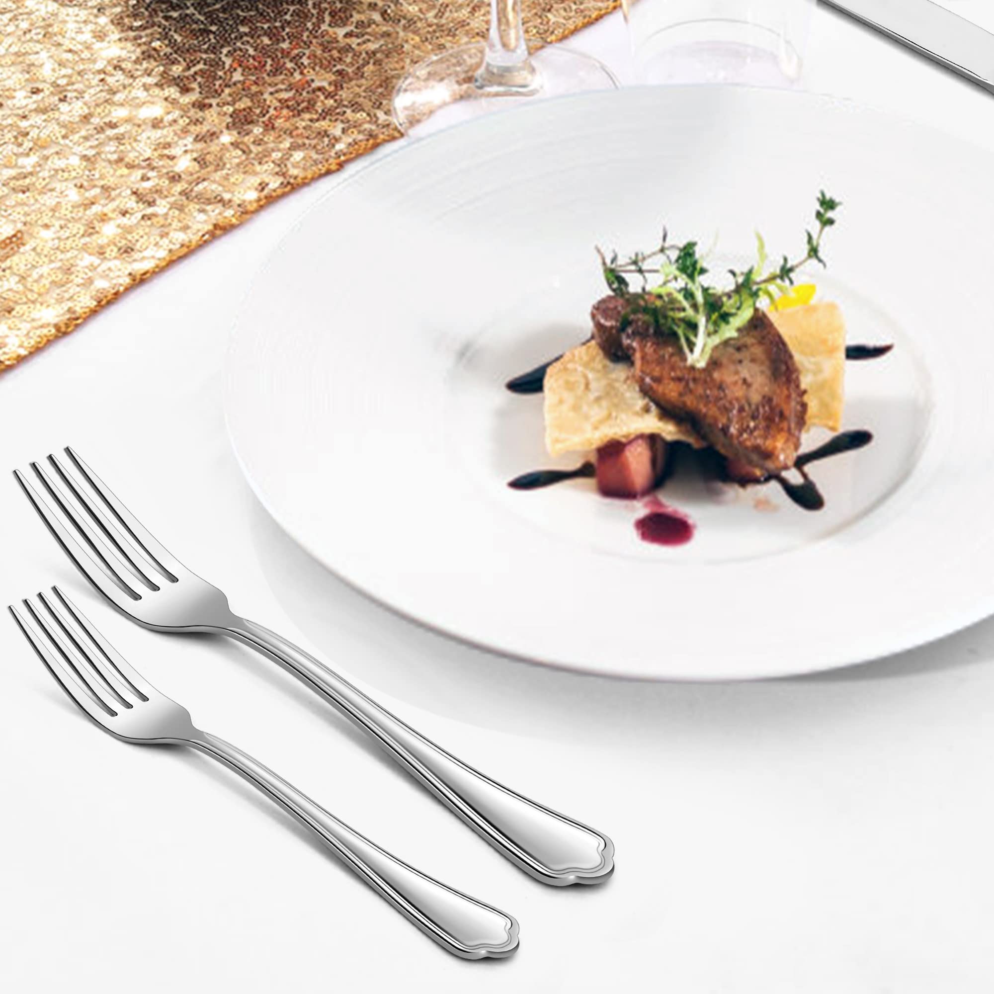 Salad Forks Set of 12, LIANYU 6.7 Inches Stainless Steel Forks Silverware, Appetizer Dessert Forks with Scalloped Edge, Cutlery Flatware Forks for Home Restaurant, Dishwasher Safe