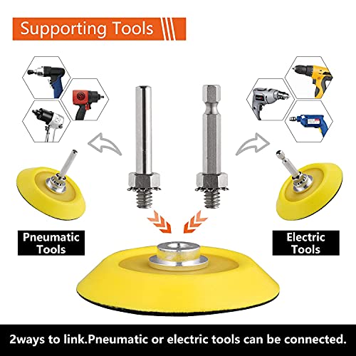 Tshya 100pcs 3inch Sanding Discs Pad with 2Pcs Sanding Sponge Buffing Blocks Variety Kit for Drill Grinder Rotary Tools Attachment with 1/4" Shanks, Sanding Pads Includes 80-3000 Grit