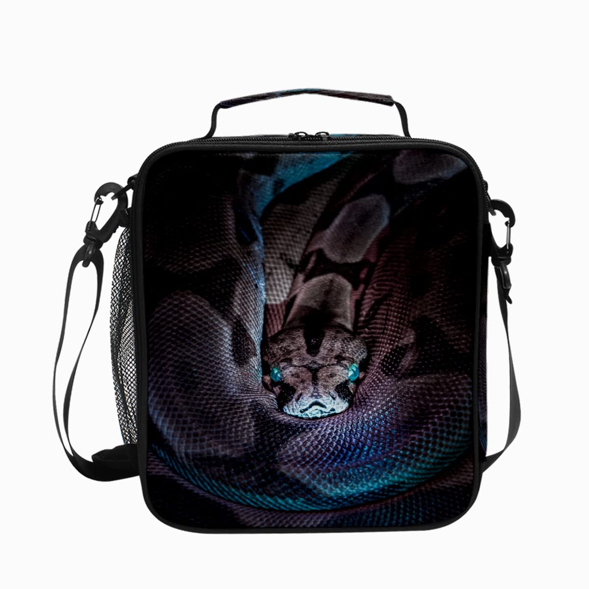 Snake Python Snakeskin Insulated Lunch Bag Reusable Cooler Lunch Box Freezable Thermal Leak-proof Tote Shoulder Strap for Office Picnic Lunch Tote Bag