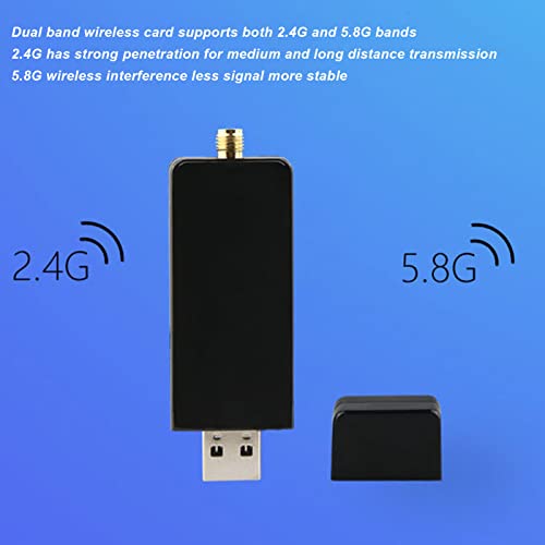 WiFi Adapter, Compact Portable 1200M Convenient Practical Dual Band ABS Material Wireless Network Card 16dBm FR Power for Home
