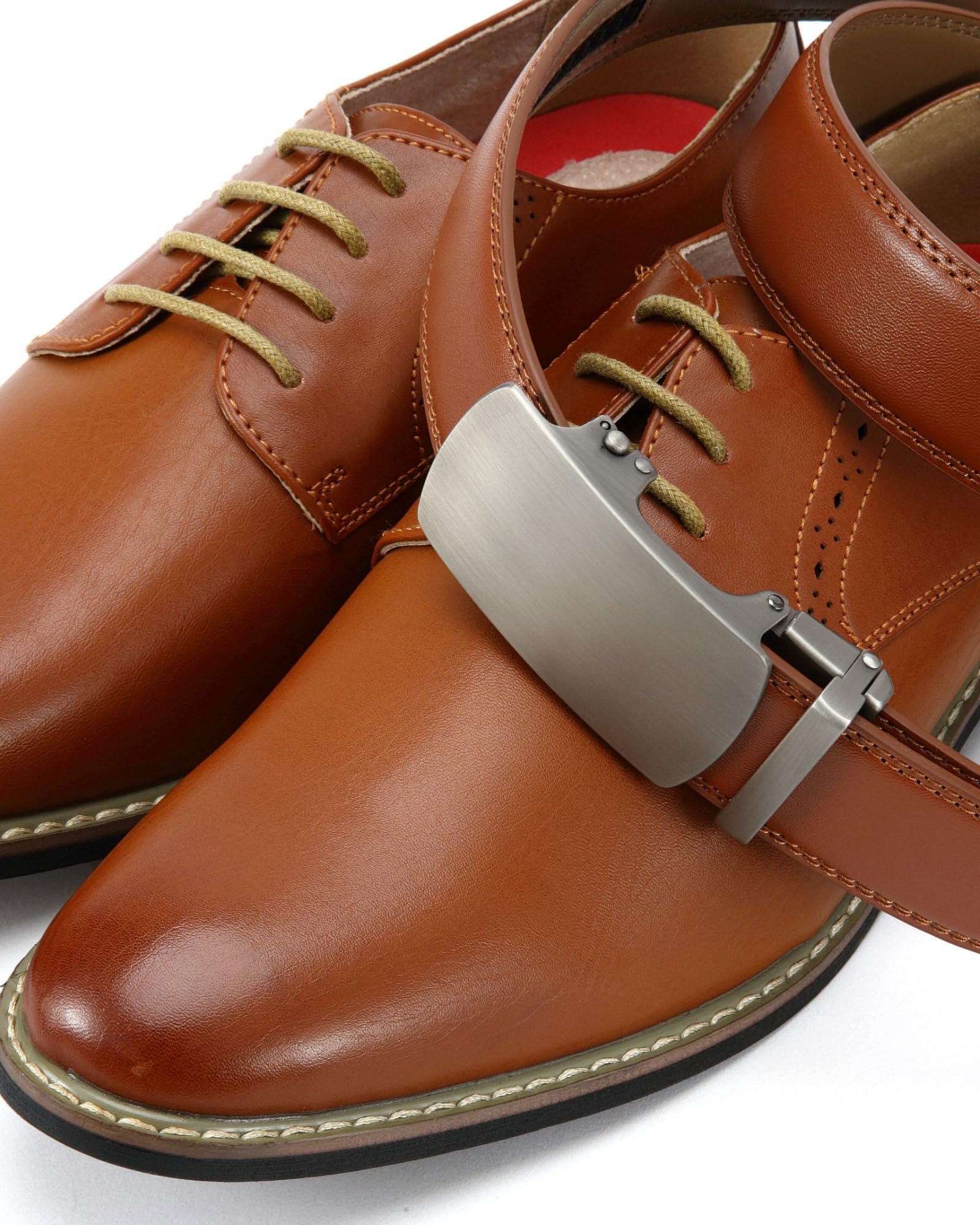YOETEY Ratchet Belts 2 Pack, Mens Dress Leather Belt, Black & Brown Belt 1 3/8" in Gift Box, Effortlessly Stynish