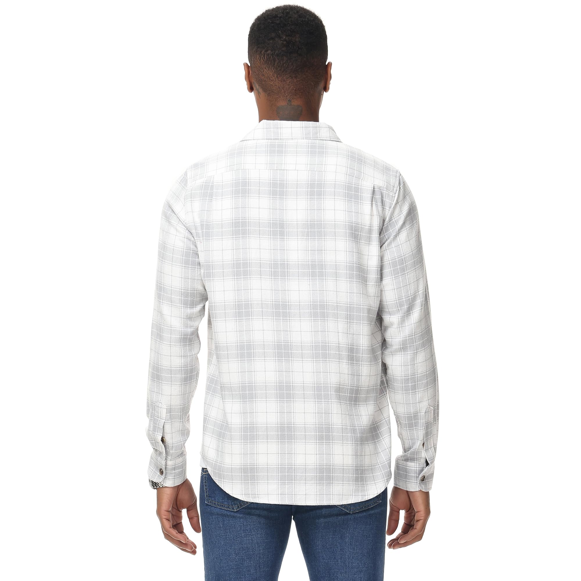 MCEDAR Regular Fit Plaid Flannel Shirts for Men Lightweight Long Sleeve Casual Button Down Shirt (Cream Plaid 11216,2XL)