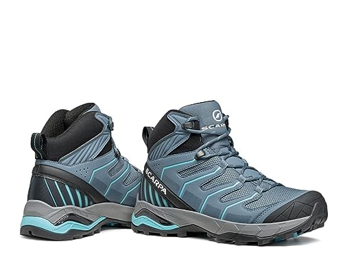 SCARPA Women's Maverick Mid GTX Waterproof Gore-Tex Lightweight Boots for Backpacking and Hiking - Storm Grey/Aqua - 8-8.5 Women/7-7.5 Men