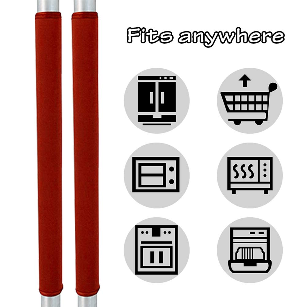 Miaowater 4 PCS Refrigerator Door Handle Covers Kitchen Appliance Decor Handles Anti-Skid Anti-Static Protector Fridge, Dishwasher Oven Keep Off Fingerprints,Food Stains (Red)