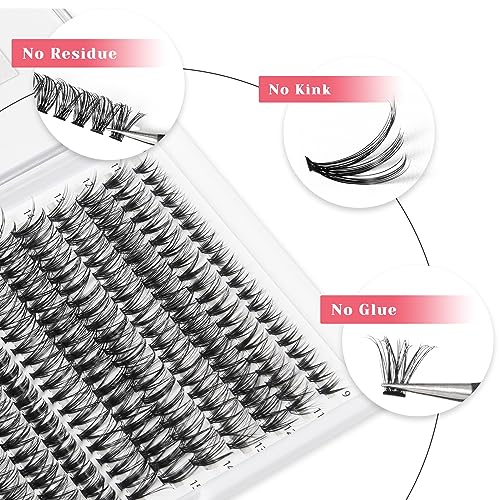 MUROAOCI Lash Clusters, Lash Clusters Diy Eyelash Extensions Individual Lashes, Lash Extension Clusters Wispy Lash Clusters Soft for Personal Makeup Use at Home D curl 8-16mm (280pcs, 30D+40D-0.07D)