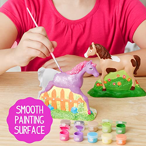 Made By Me Paint & Display Glitter Ceramic Horses Activity Kit for Kids, Perfect DIY Horse Toys, Playdates and Sleepovers Ages 6, 7, 8, 9, Multi, 47718F