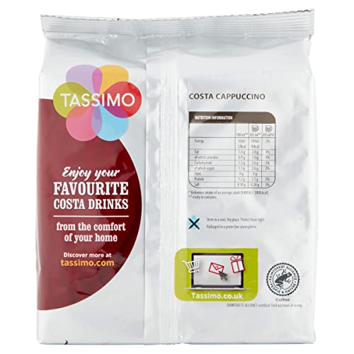 TASSIMO Costa Cappuccino 16 discs, 8 servings (Pack of 5, Total 80 discs, 40 servings)