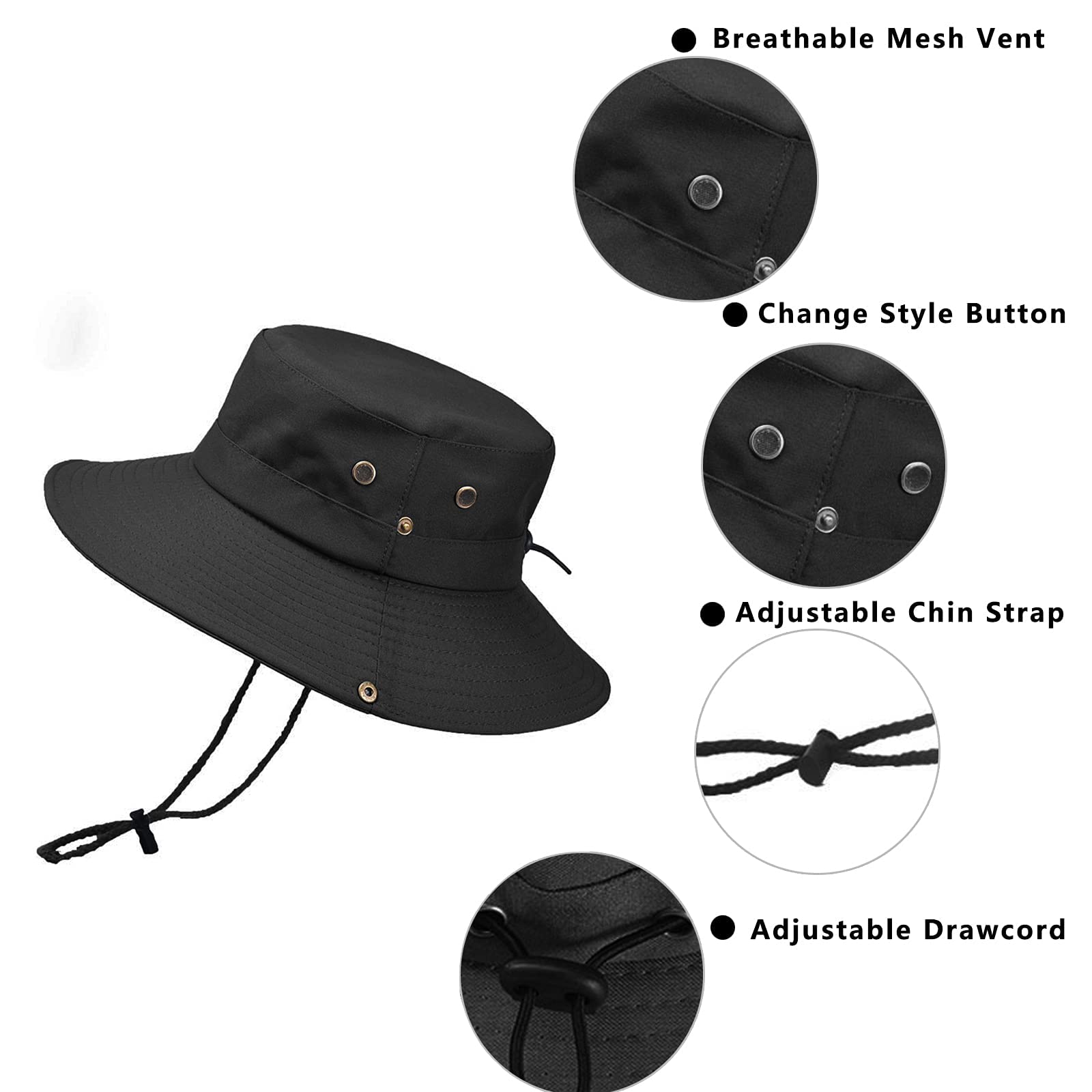 Sun Hats for Men/Women, Bucket Hat and Fishing Hat Wide Brim Foldable Boonie Hat with UV Protectionfor for Hiking Camping