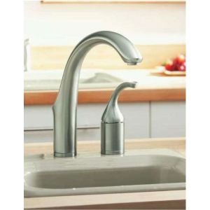 KOHLER 10430-BN Forte 3-Hole Remote Valve Kitchen Sink with 9" spout and Matching Finish sidespray, Vibrant Brushed Nickel
