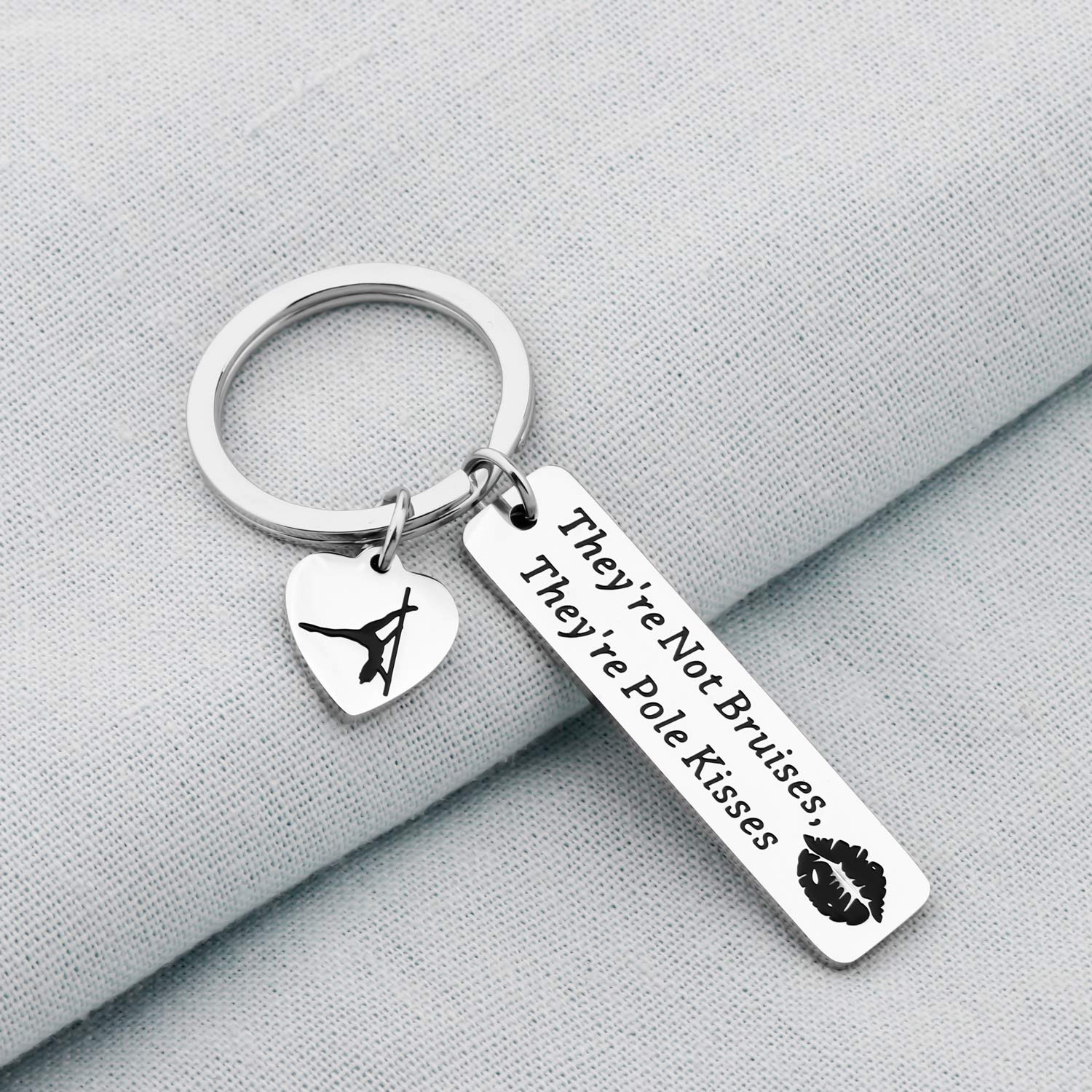 POTIY Pole Dancing Keychain Pole Dancer Jewelry They’re Not Bruises They’re Pole Kisses Keychain Stripper Keychain (Keychain)