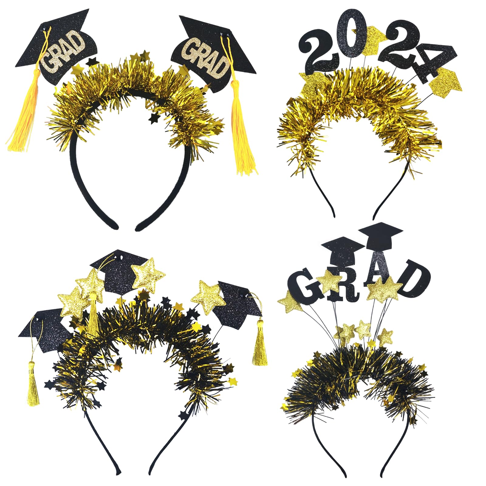 Zaruatu 4 Pcs Graduation Hat Headband Insert Mini Cap Hair Accession Party Favors 2024