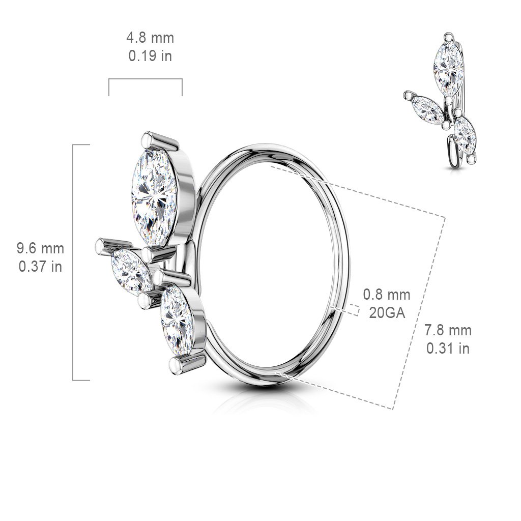 MoBody 3-Pack 20G Bendable Nose Ring Piercing Hoop CZ Paved Surgical Steel Cartilage Earring Set (8mm)