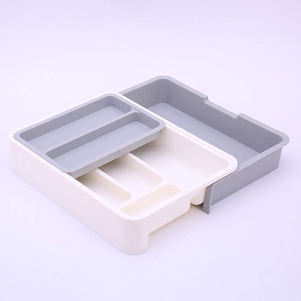 N/A Kitchen Drawer Organizer Plastic Storage Drawer Cutlery Tray for Drawers Divider Durable Utensil Multi Partition Safe Easy Clean (Color : Blue)