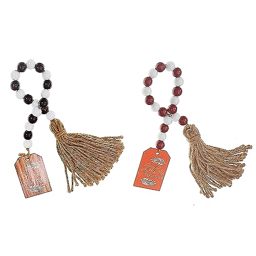 Maison Concepts Bead Garland Harvest Tag with Tassels - Set of 2