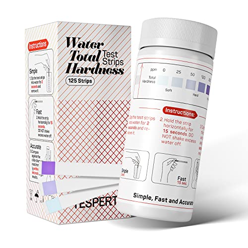 Water Hardness Test Kit: 125 Strips Hard Water Test Kit, TESPERT Water Hardness Test Strips for Water Softener Dishwasher Well Spa Pool