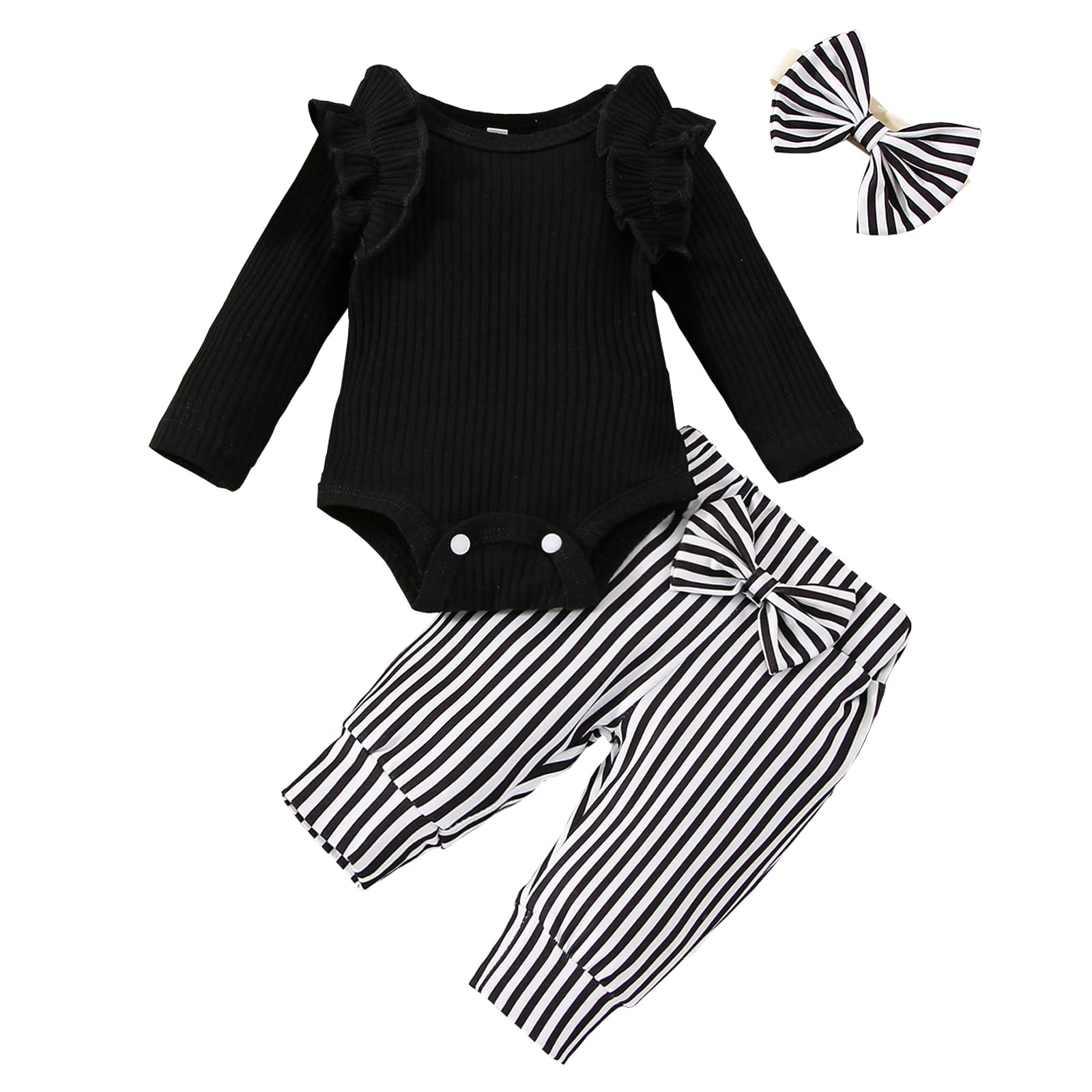 VINUOKER Preemie Newborn Baby Girls Outfits set long Sleeve Cotton Pants Sets Infant Fall Winter Clothes