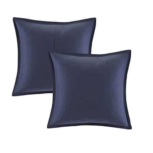 Madison Park Zennia Farmhouse Comforter Set with Throw-Blanket, Floral Print on Seersucker Textures, All Season Bedding, Matching Shams, Toss Pillows, Full/Queen(90"x90"), Blue 7 Piece